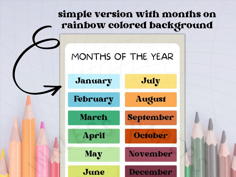 Months of the Year Printable, US Letter or A4, Homeschooling Montessori ...