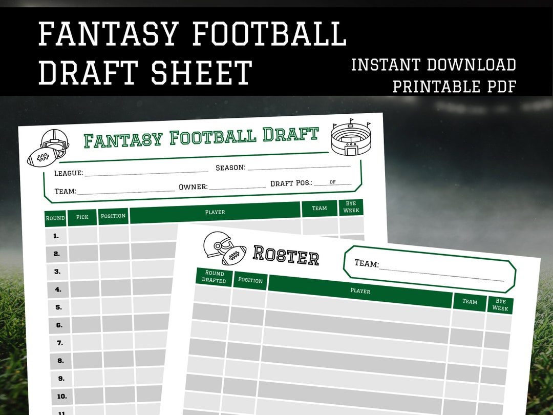2023 Fantasy Football Draft Kit, Football Draft Sheet and Roster, Fantasy Football Printable, A4 ...