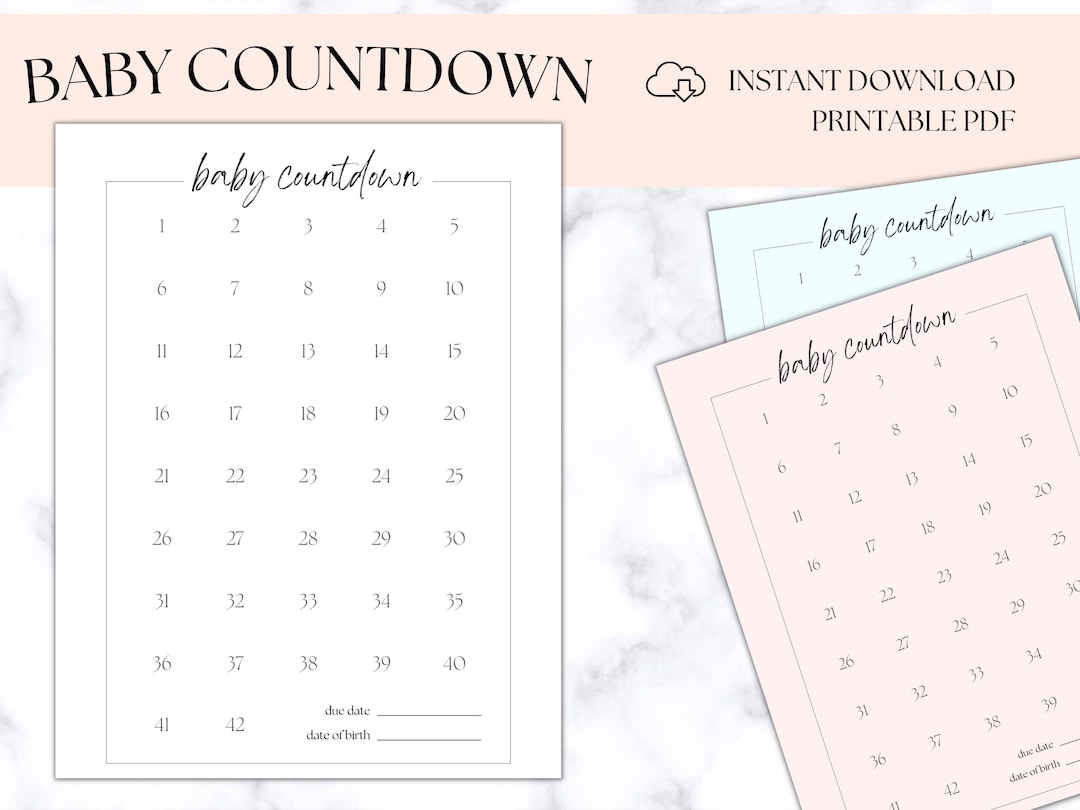 Baby Countdown Printable Sign, Pregnancy Tracker, US Letter / A4 ...