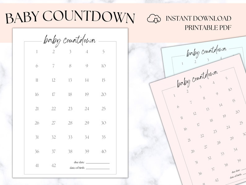 Baby Countdown Printable Sign, Pregnancy Tracker, US Letter / A4 ...