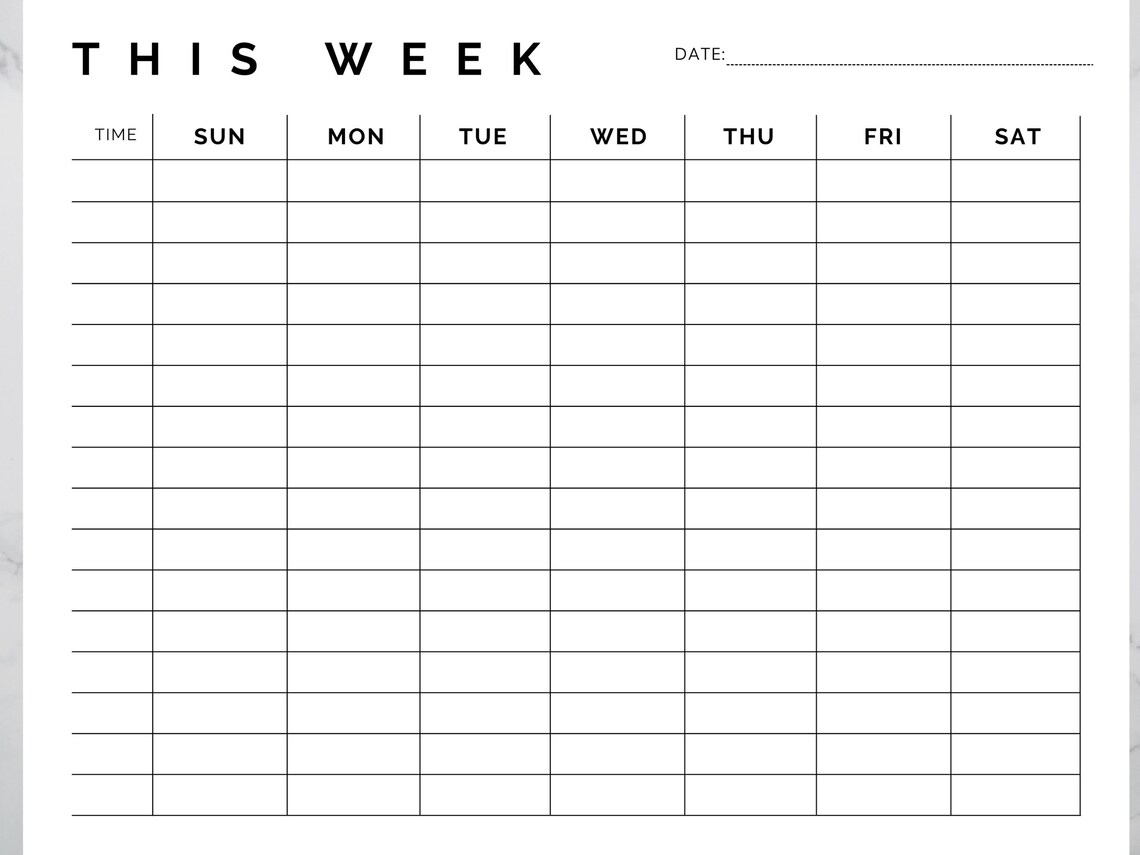 Weekly Schedule Template, Printable Block Planner, Portrait or ...
