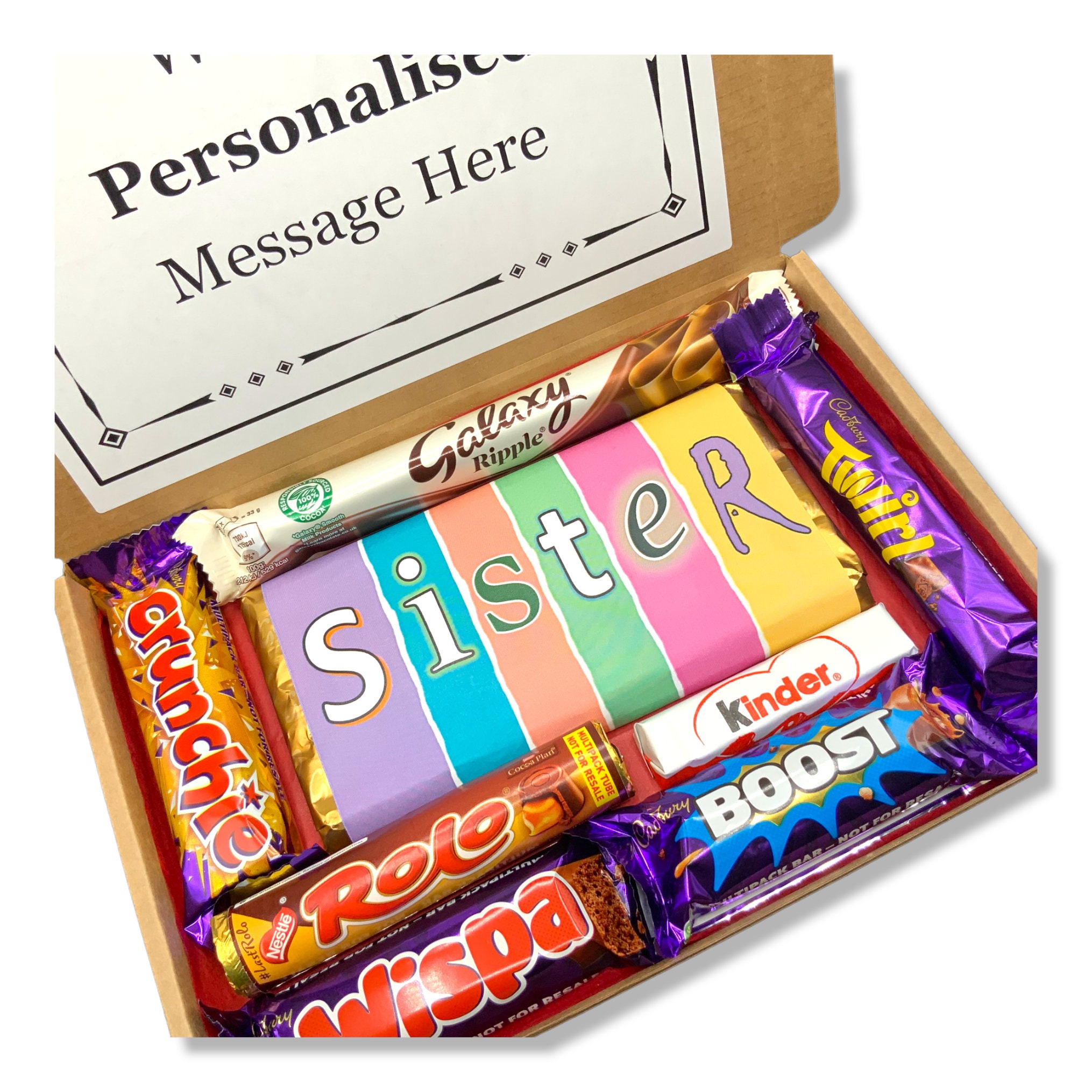 Sister Chocolate Hamper Sweet Box, Gift for Sister, Personalised Sweet ...
