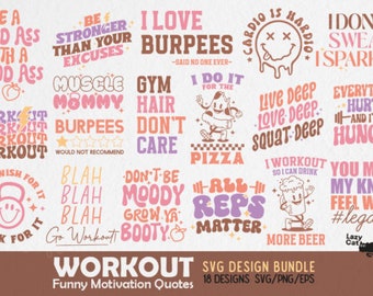 Gym Motivation SVG Bundle / Workout Bundle SVG / Cut Files / Commercial ...