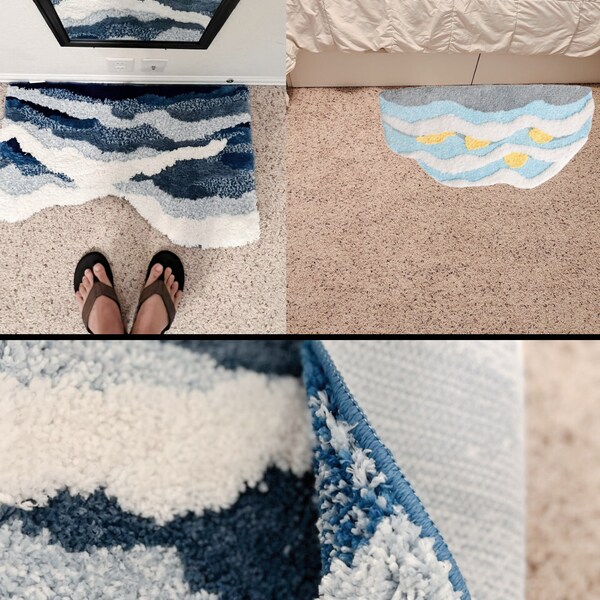 Ocean Blue Wave Rug - Etsy