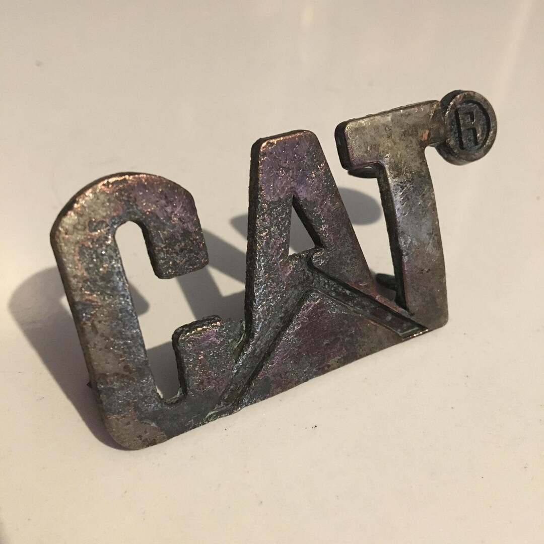 Vintage Caterpillar Metal Tag, Caterpillar Logo, Copper Plated Badge ...