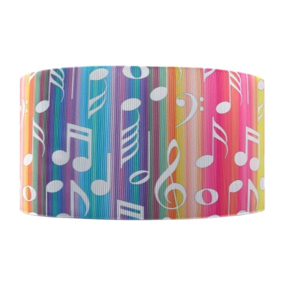 Rainbow Musical Notes Single Sided Ribbon-stripes-you Choose - Etsy