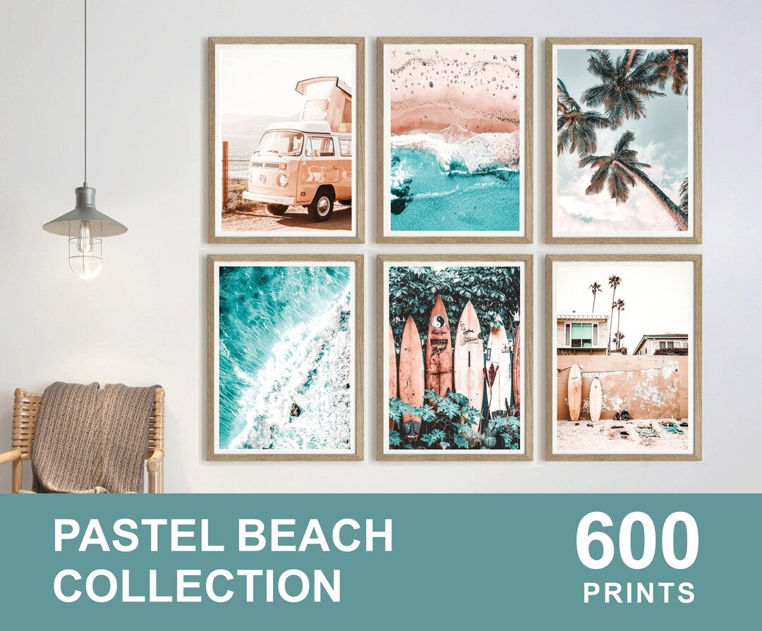 600x PASTEL BEACH Printable Set, Beach Wall Art, Beach Prints ...