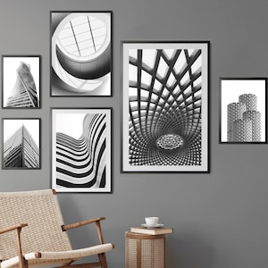 300x Black & White Architectural Print Set, Architecture Wall Art ...
