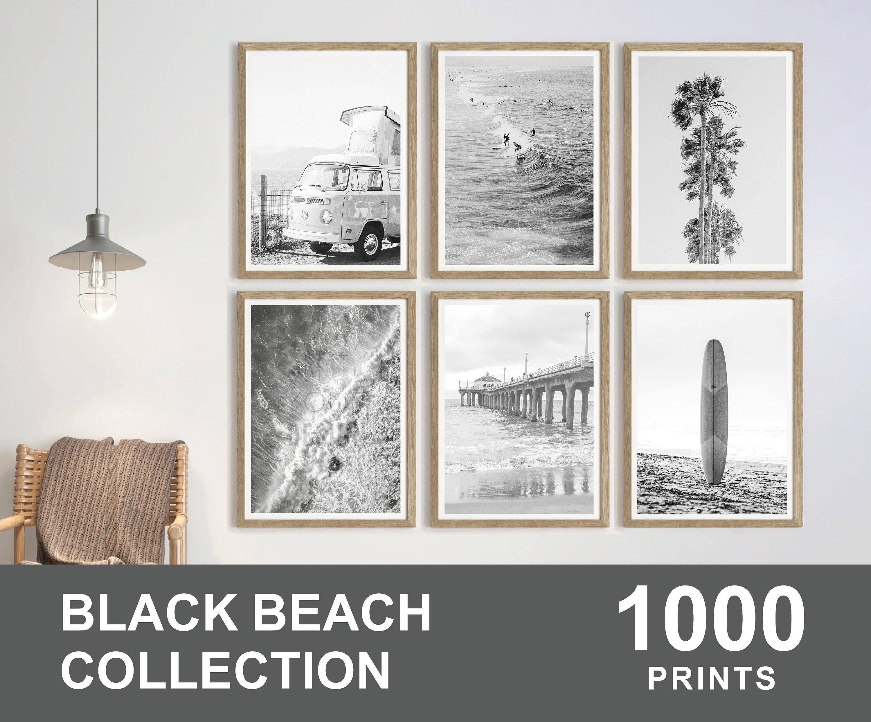 1000x Black and White Beach Prints, Beach Set, Beach Wall Art ...