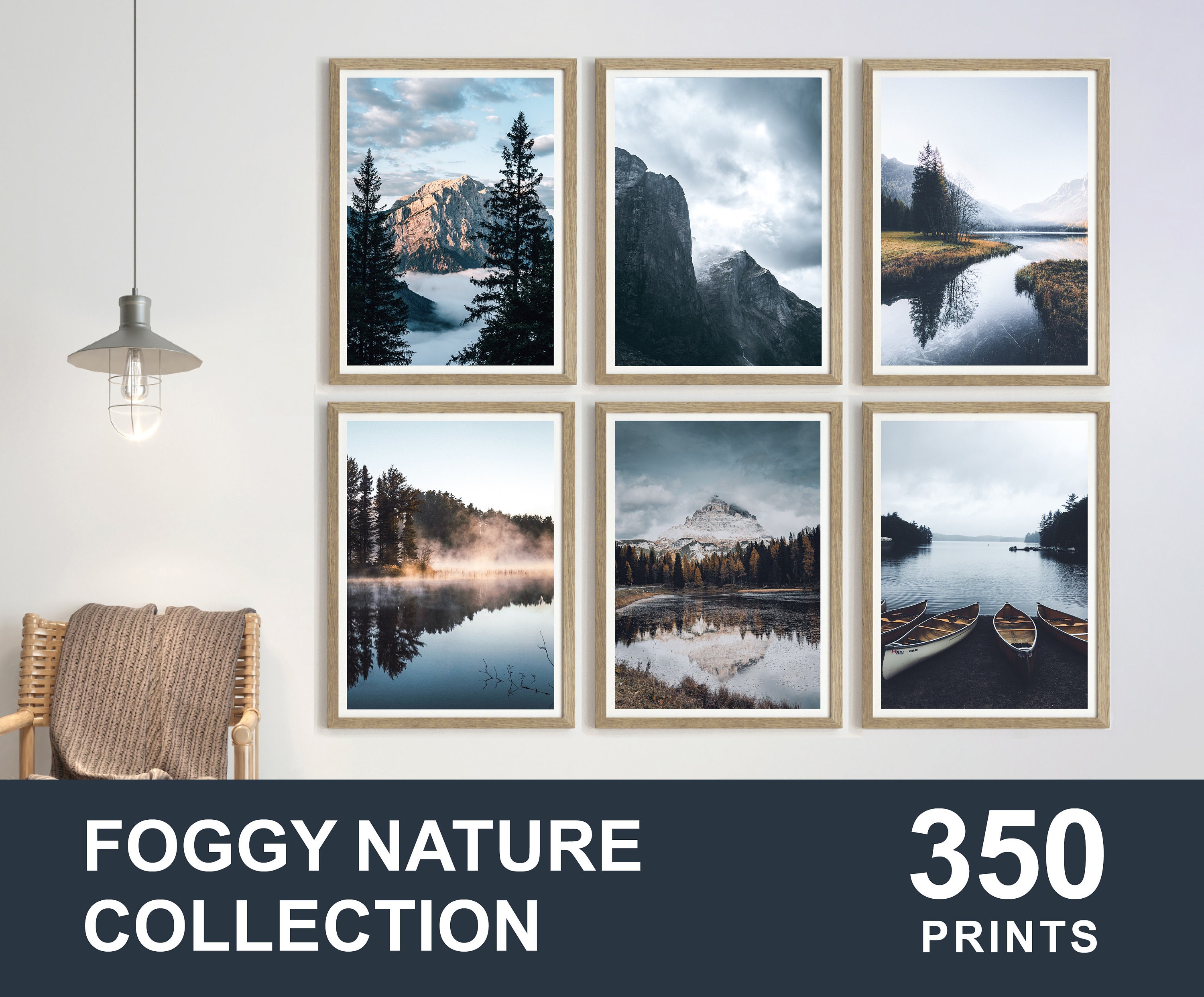 350x FOGGY NATURE Printable Set, Nature Wall Art, Foggy Forest Prints ...
