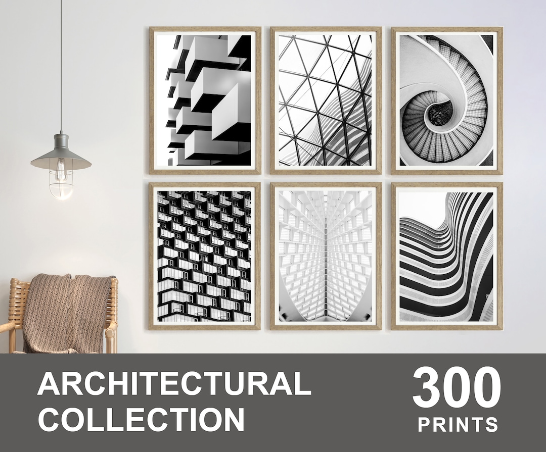 300x Black & White Architectural Print Set, Architecture Wall Art ...