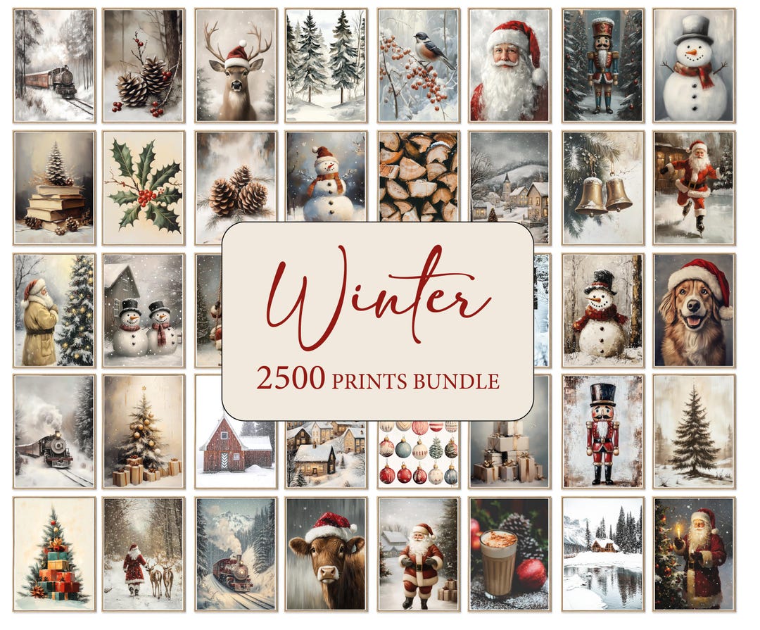 2500x WINTER Printable Set, Winter Wall Art, Forest Prints, Printable ...