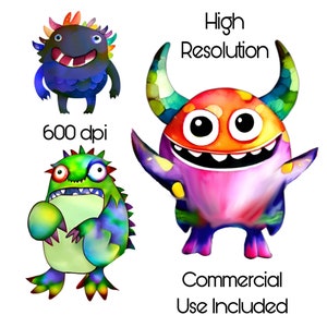 Cute Monster Clipart Pngs, Commercial Use Instant Download Sublimation ...