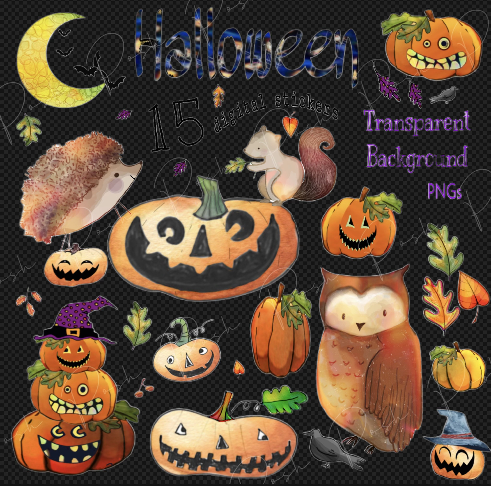 Halloween Clip Art Pngs Autumn Clip Art Pumpkin Clipart - Etsy