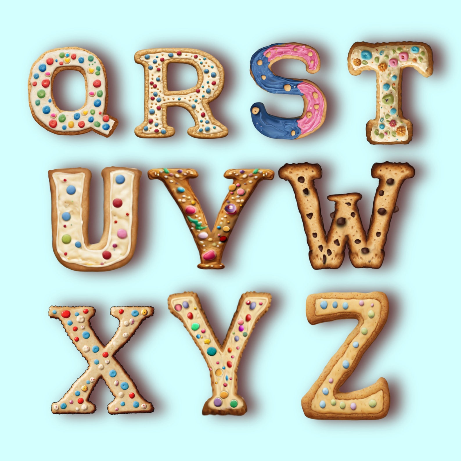 Cute Cookie Alphabet Pngs, Yummy Letters Clipart, Sweet Food Christmas ...