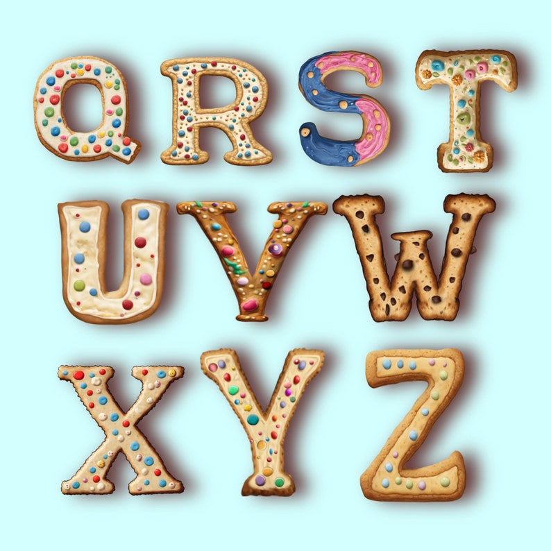 Cute Cookie Alphabet Pngs, Yummy Letters Clipart, Sweet Food Christmas ...