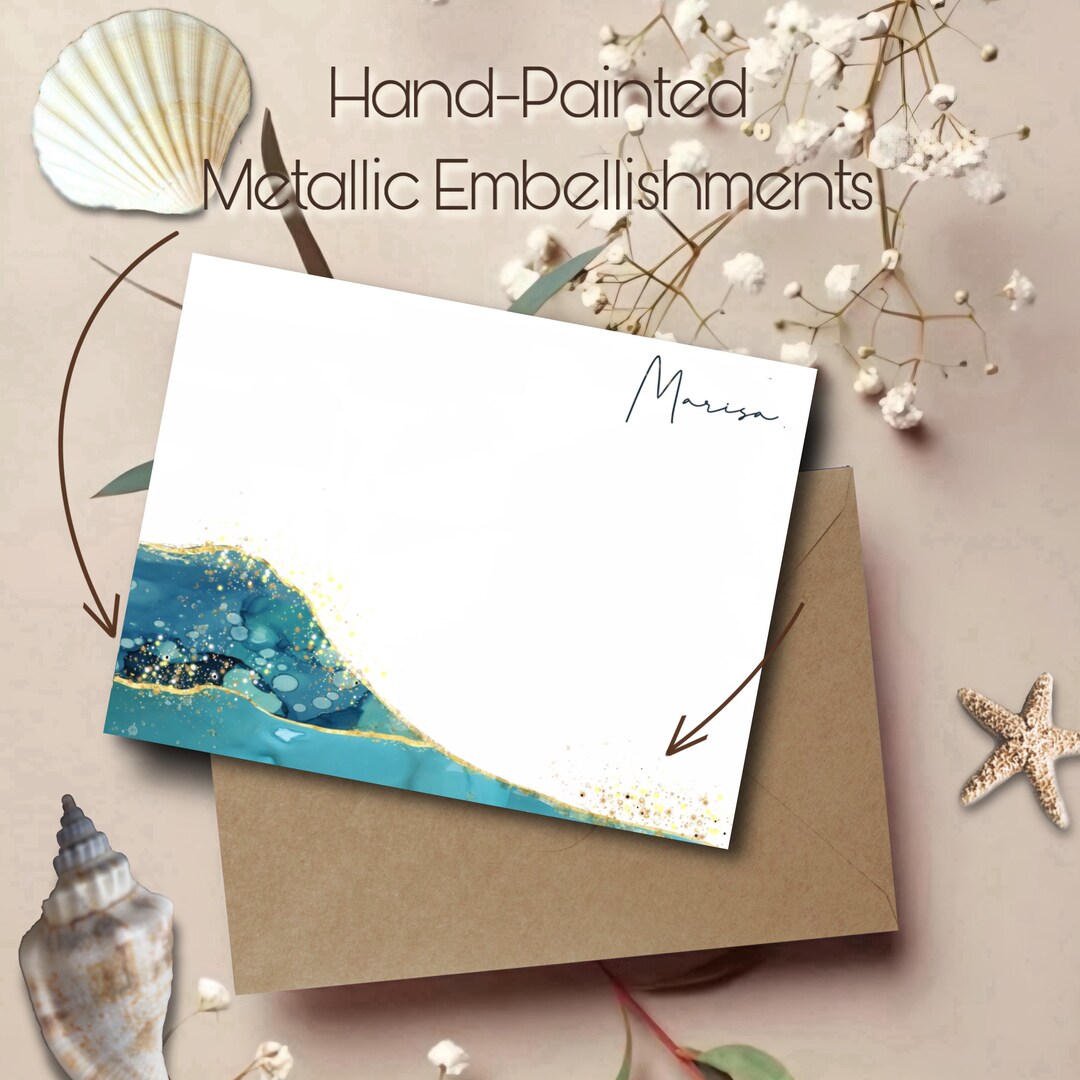 Tropical Beach Ocean Wave Personalized Notecards-set of 8 Premium Cards ...