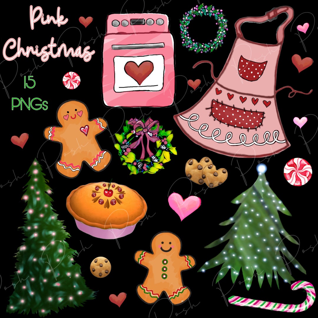Pink Christmas Clip Art, Transparent Background, Christmas, Digital ...
