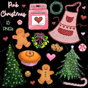 Pink Christmas Clip Art, Transparent Background, Christmas, Digital ...