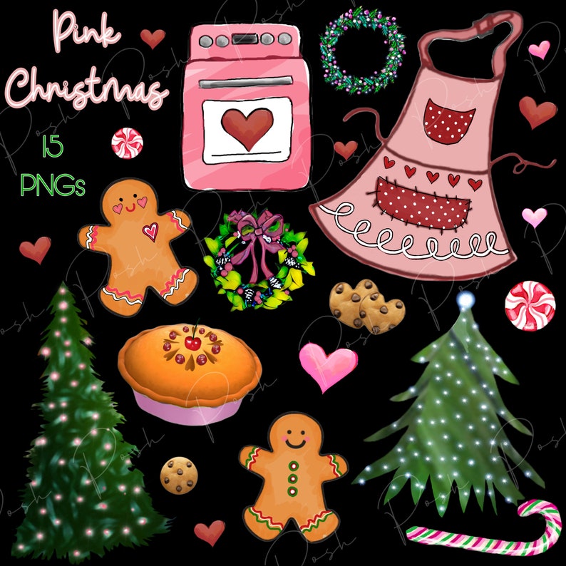 Pink Christmas Clip Art Transparent Background Christmas - Etsy