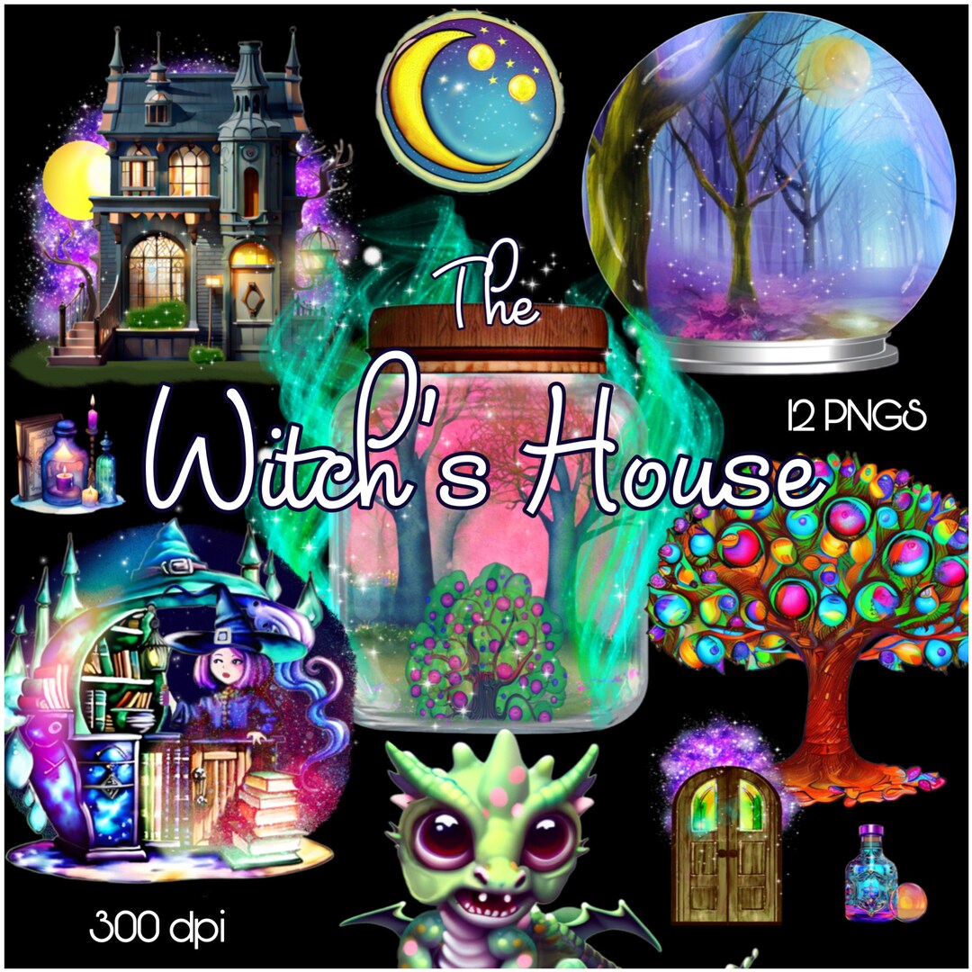 Cute Witch Clipart, Best Watercolor Magic Png, Sublimation, Commercial ...