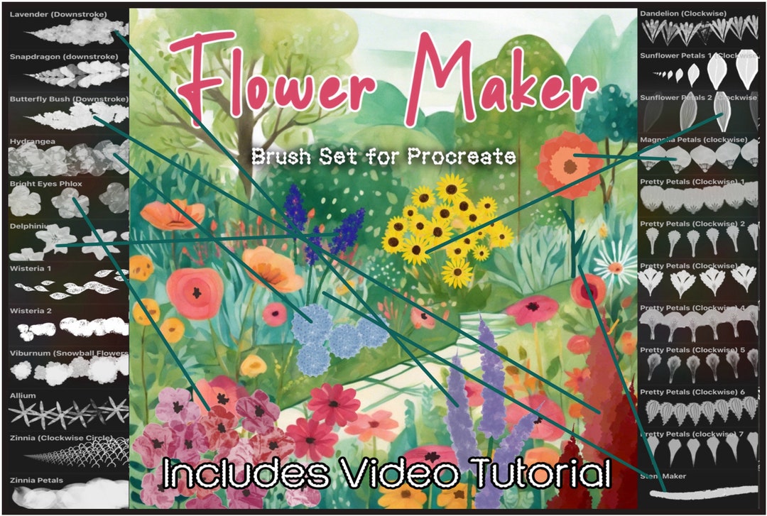 Instant Flower Procreate Easy Brush Bundle, Garden Floral Brushes ...