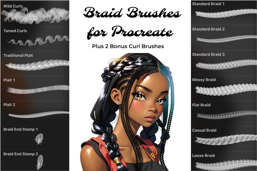 Procreate Braids Brush Kit, Digital Hair Brushes, Loose & Tight Braids ...