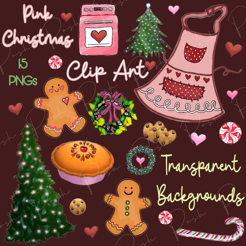 Pink Christmas Clip Art Transparent Background Christmas - Etsy