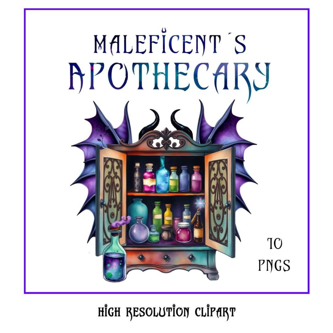 Maleficents Mystical Magic Apothecary, Purple Watercolor Clipart, Dark ...