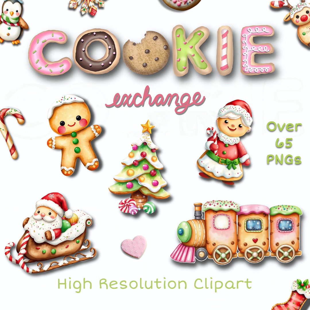 Cute Christmas Holiday Cookie Exchange Pngs, Yummy Clipart, Sweet Swap ...