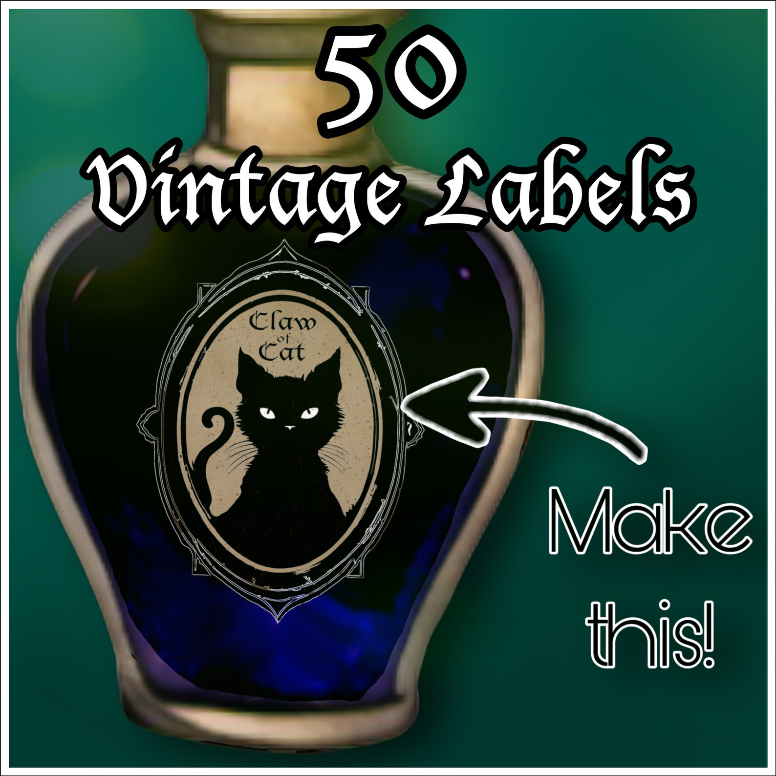 Vintage Gothic Bottle Labels Procreate Stamps, Antique Spooky Potion ...