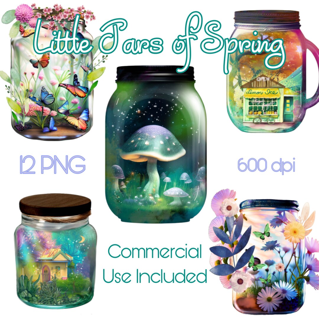 Spring Mason Jar Clipart PNG Bundle, Commercial Use, Magic Jars, Mystic ...