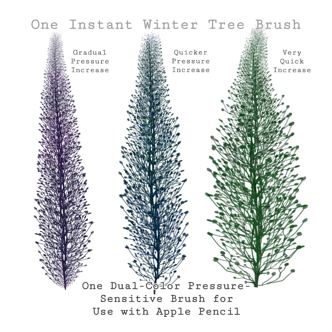 Winter Tree in One Stroke! Instant Trees Brush, Magic Holiday Digital ...