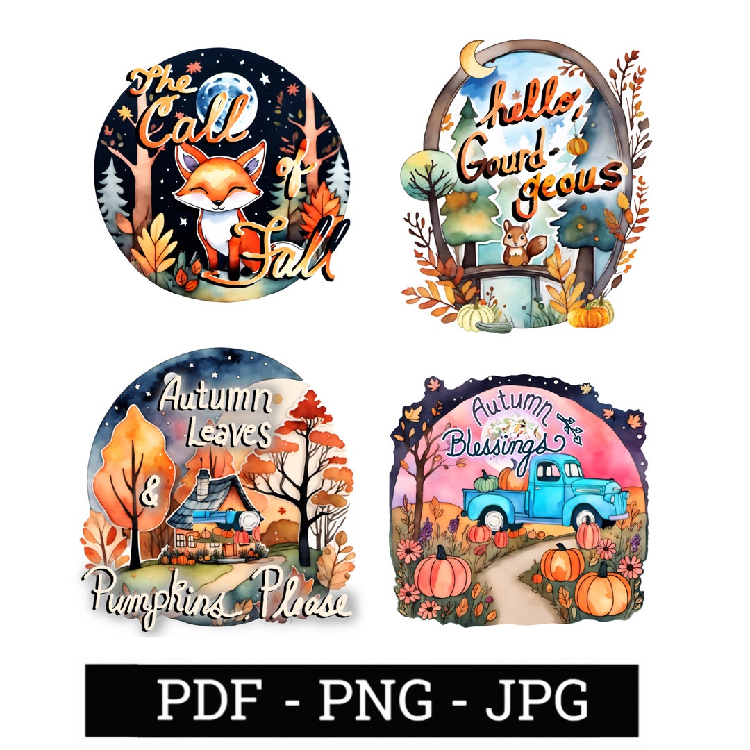 Cute Fall Design Bundle SVG, Autumn PNG, Cricut, Silhouette, Sweatshirt ...