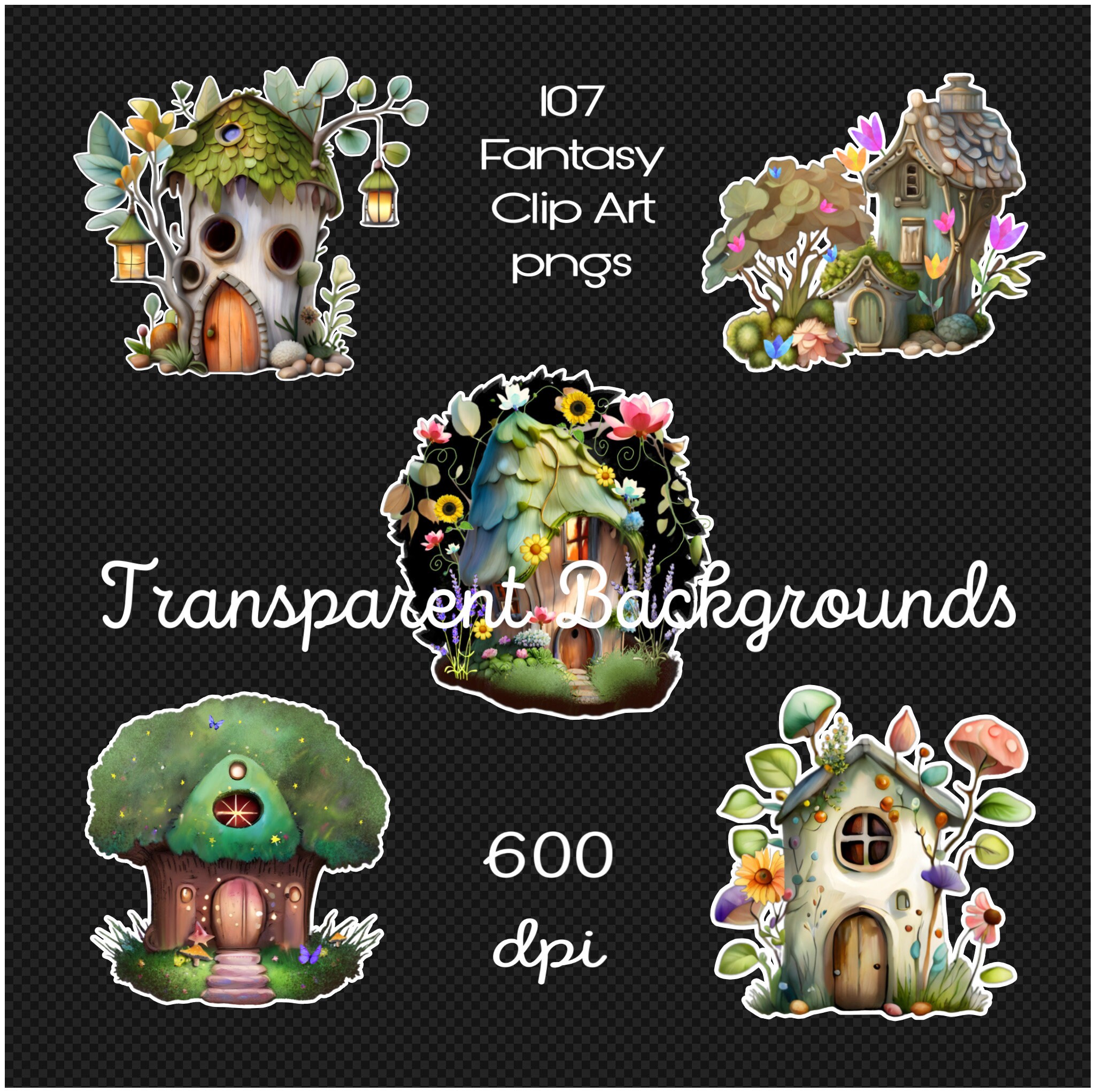 Fantasy Clipart PNG Bundle, Magic Apothecary, Fairy House (digital ...