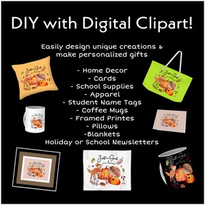 Cute Hand-drawn Autumn Bundle, Clip Art Pngs, Halloween Sublimations ...