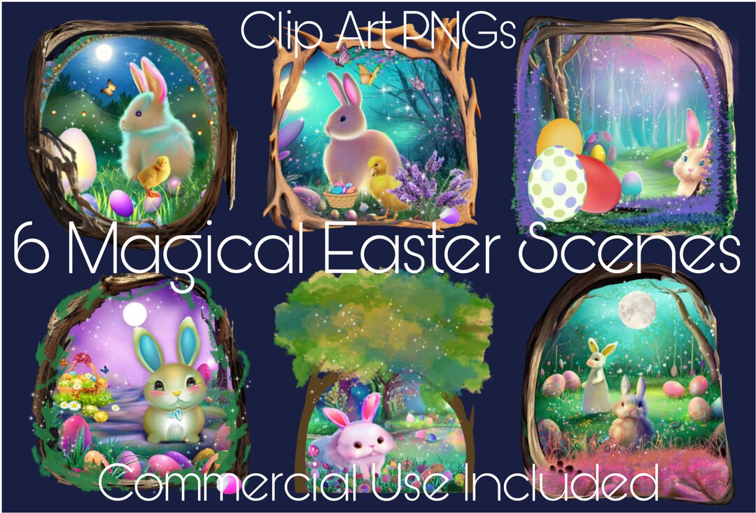 Celestial Easter Clip Art Pngs, Commercial Use, Spring Flowers, Bunny ...