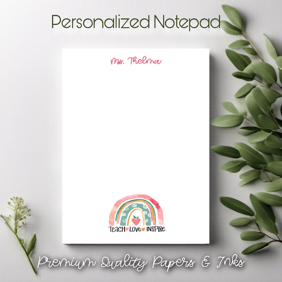 Personalized Teacher Notepad, Custom Stationery Teacher/principal Gift ...