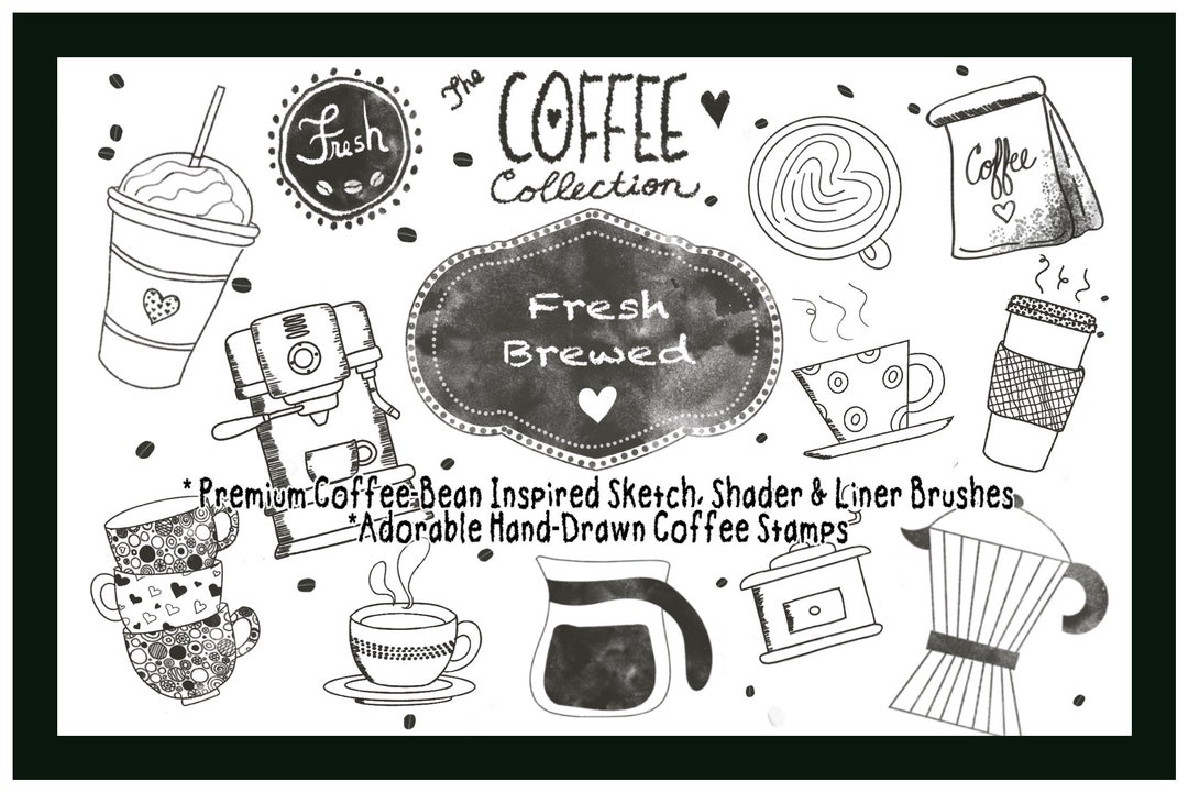 30 Coffee-inspired Procreate Brush Bundle, Coffee Font, Cappuccino ...