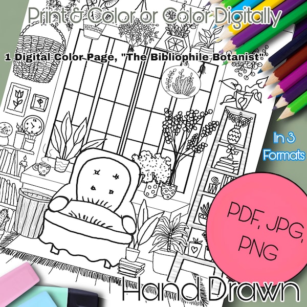 Book Nook Coloring Pages - Etsy