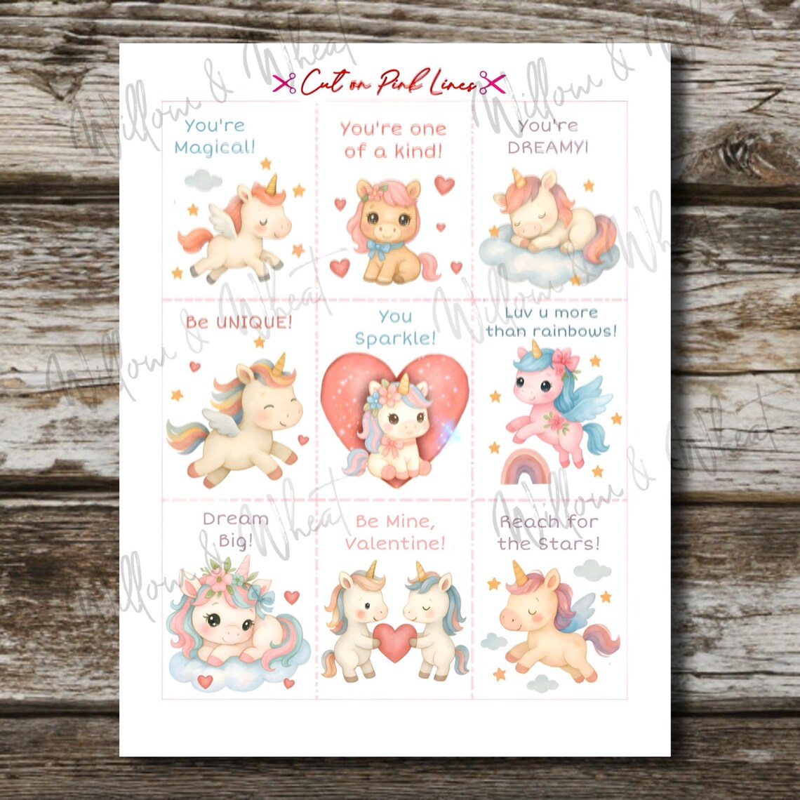 Cute Unicorn Valentine Day Printable Cards for Kids, Funny Adorable ...
