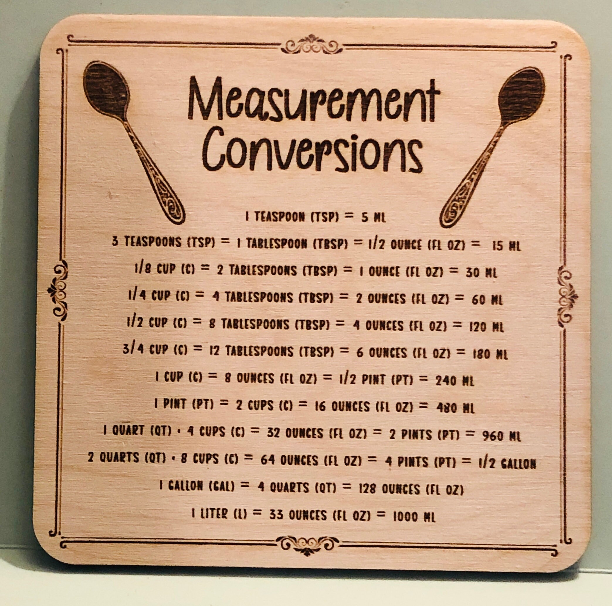 5x5 Measurement Conversion Sign on Whiteboard or - Etsy
