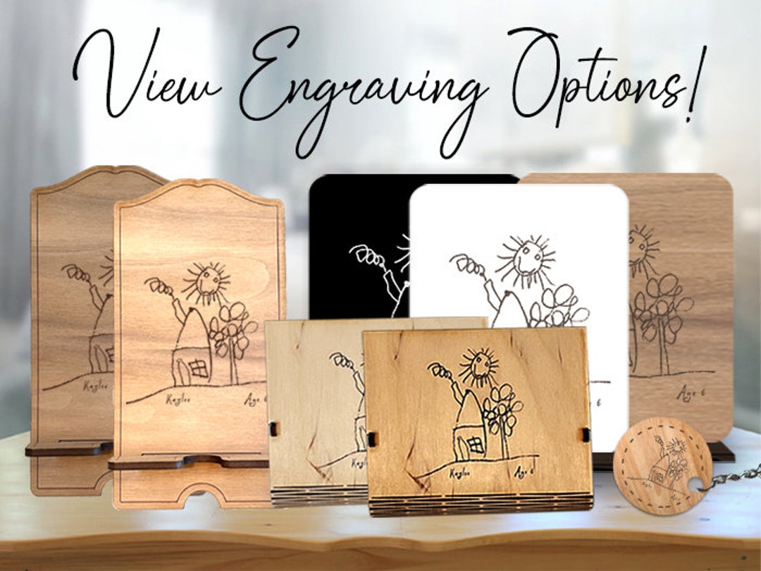 Engrave Your Child's Art | Child's Drawing Keepsake - Etsy