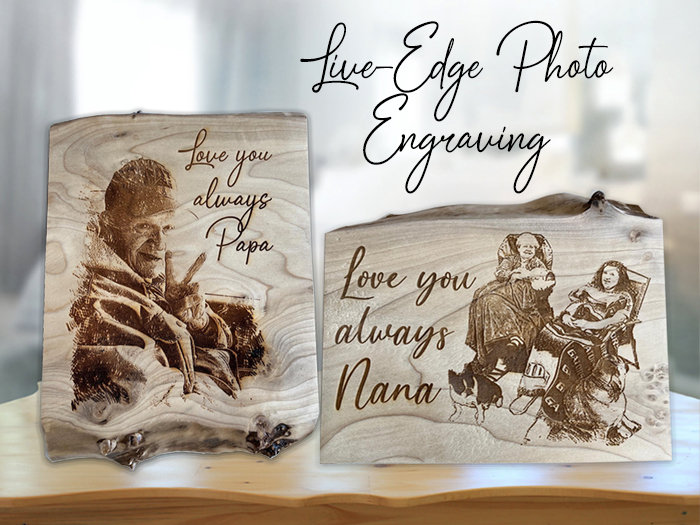8x10 Engraved Live-edge Wood Portrait Custom Engraved Wood Engraved ...
