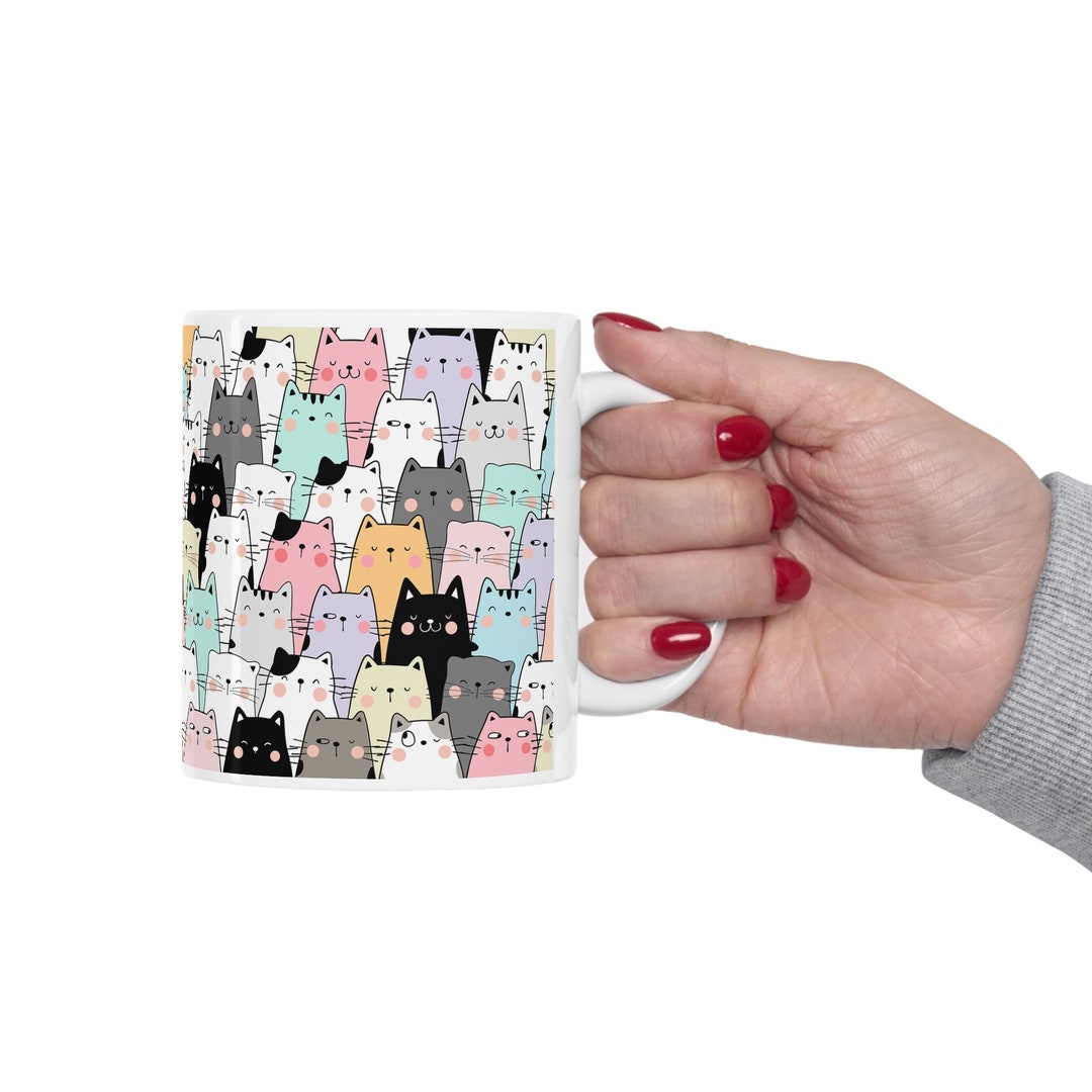 Cats Mug, Cute Cat Ceramic Mug, Cat Lover Gift Mug, Cat Owner Gift Mug ...