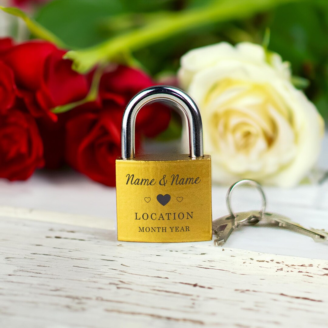 Custom Personalised Couples Padlock Brass Padlock Gift Idea Customised ...