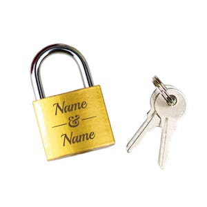 Custom Personalised Couples Padlock Brass Padlock Gift Idea Customised ...