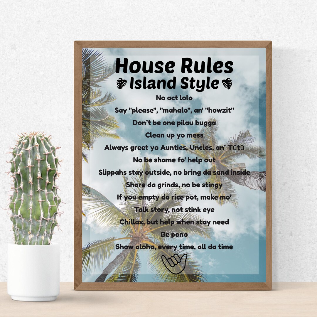 Island Style House Rules Art: Hawaiian Aloha Sign (digital Download) - Etsy