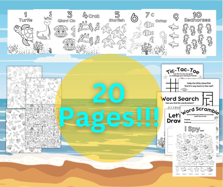 Kids Ocean Coloring & Activity Book - Etsy