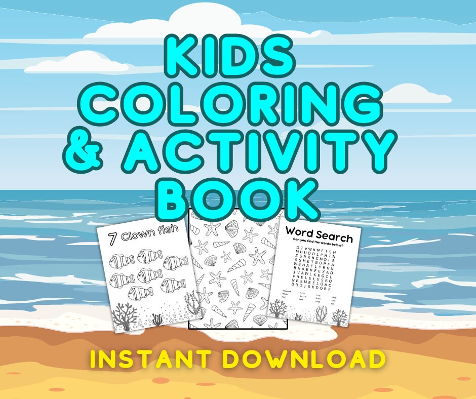 Kids Ocean Coloring & Activity Book - Etsy
